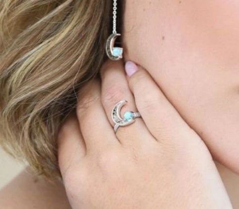 Block Island Blue Moon Ring - Larimar and Block Island Beach Sand